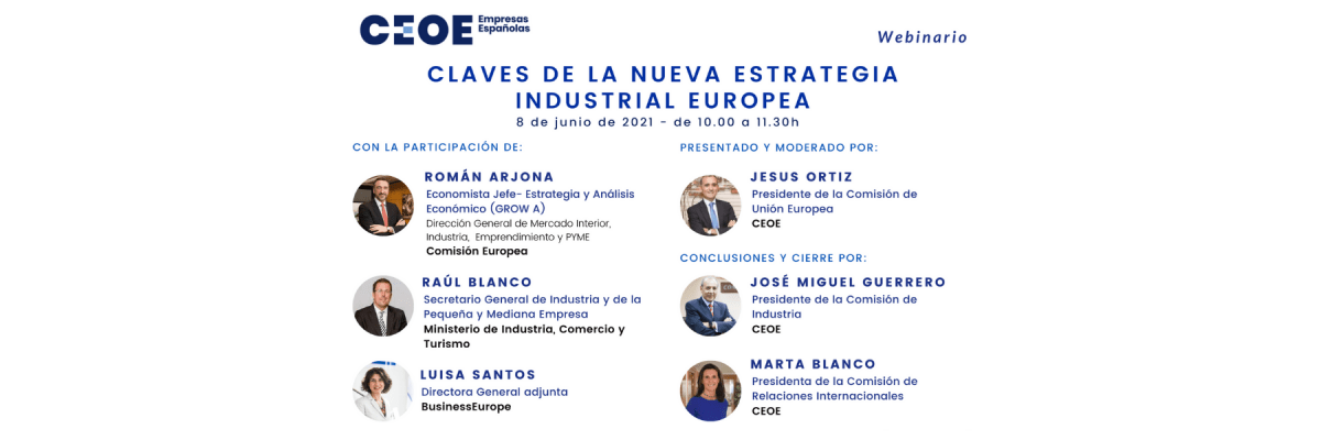 Webinar “claves De La Nueva Estrategia Industrial Europea” Ceoe